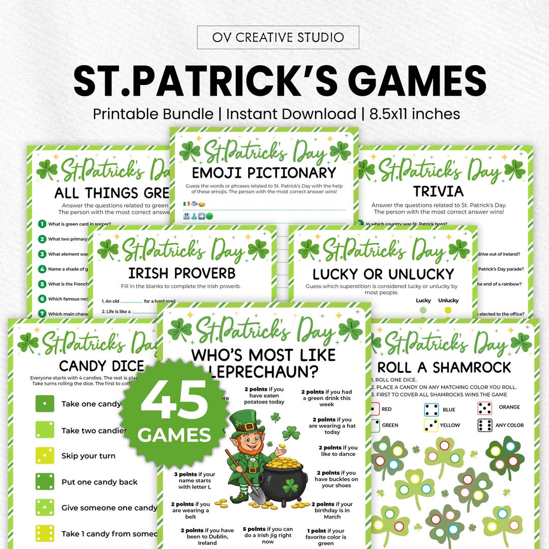 St Patrick's Day Party Games Bundle | Printable St Patrick's Day ...
