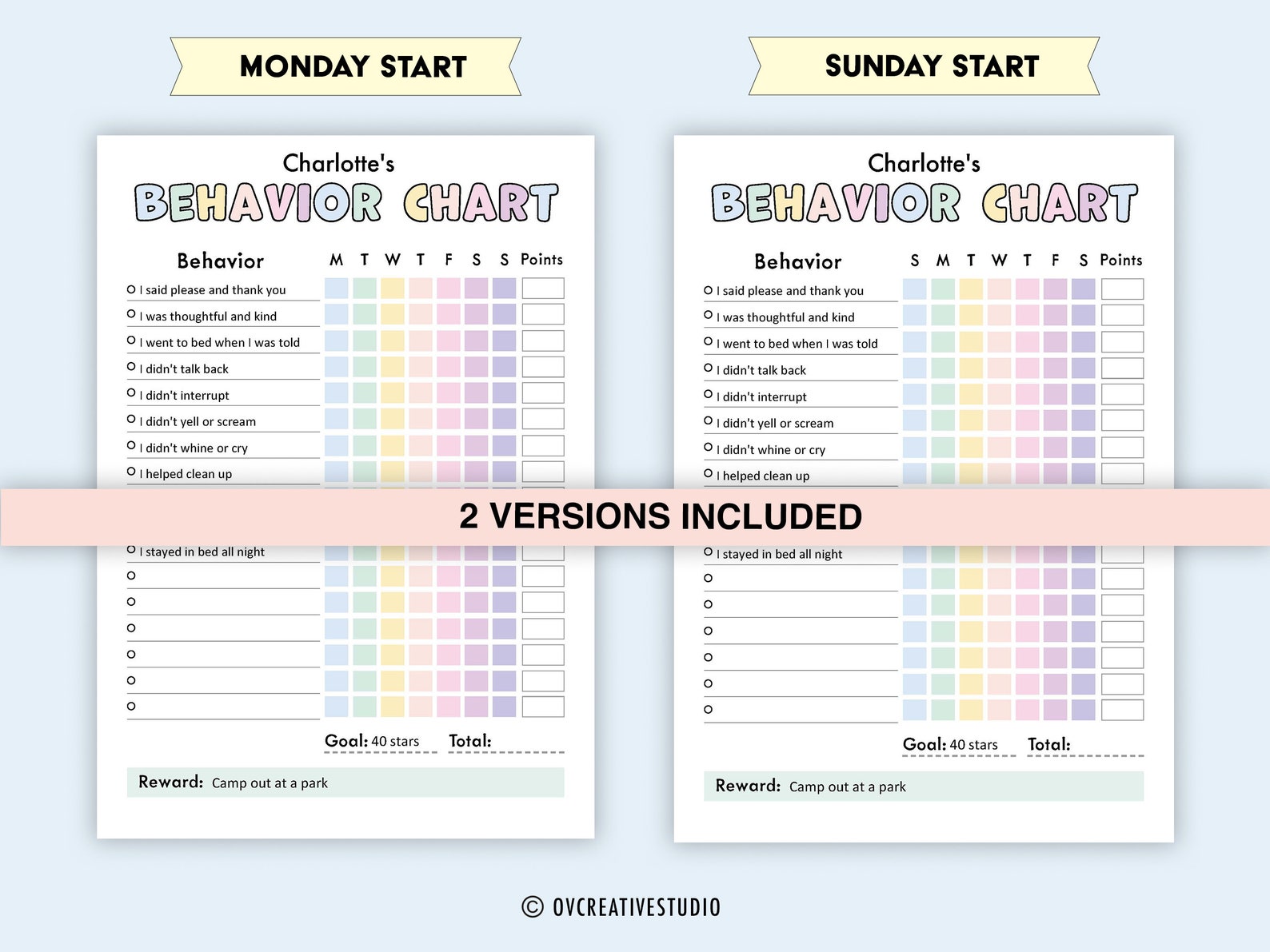 Behavior Reward Chart for Kids | Printable, Editable, Digital PDF ...