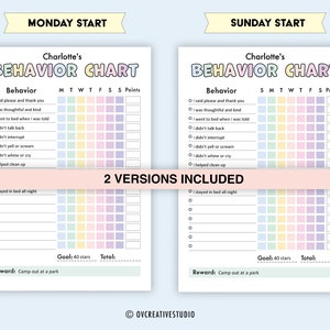 Behavior Reward Chart for Kids | Printable, Editable, Digital PDF ...