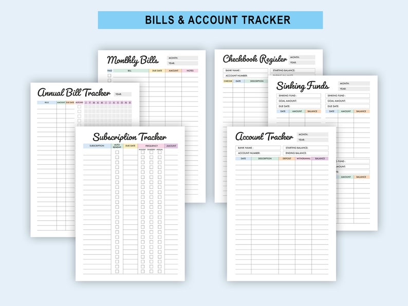 Printable Financial Planner BUNDLE | Digital PDF | Budget Tracker ...