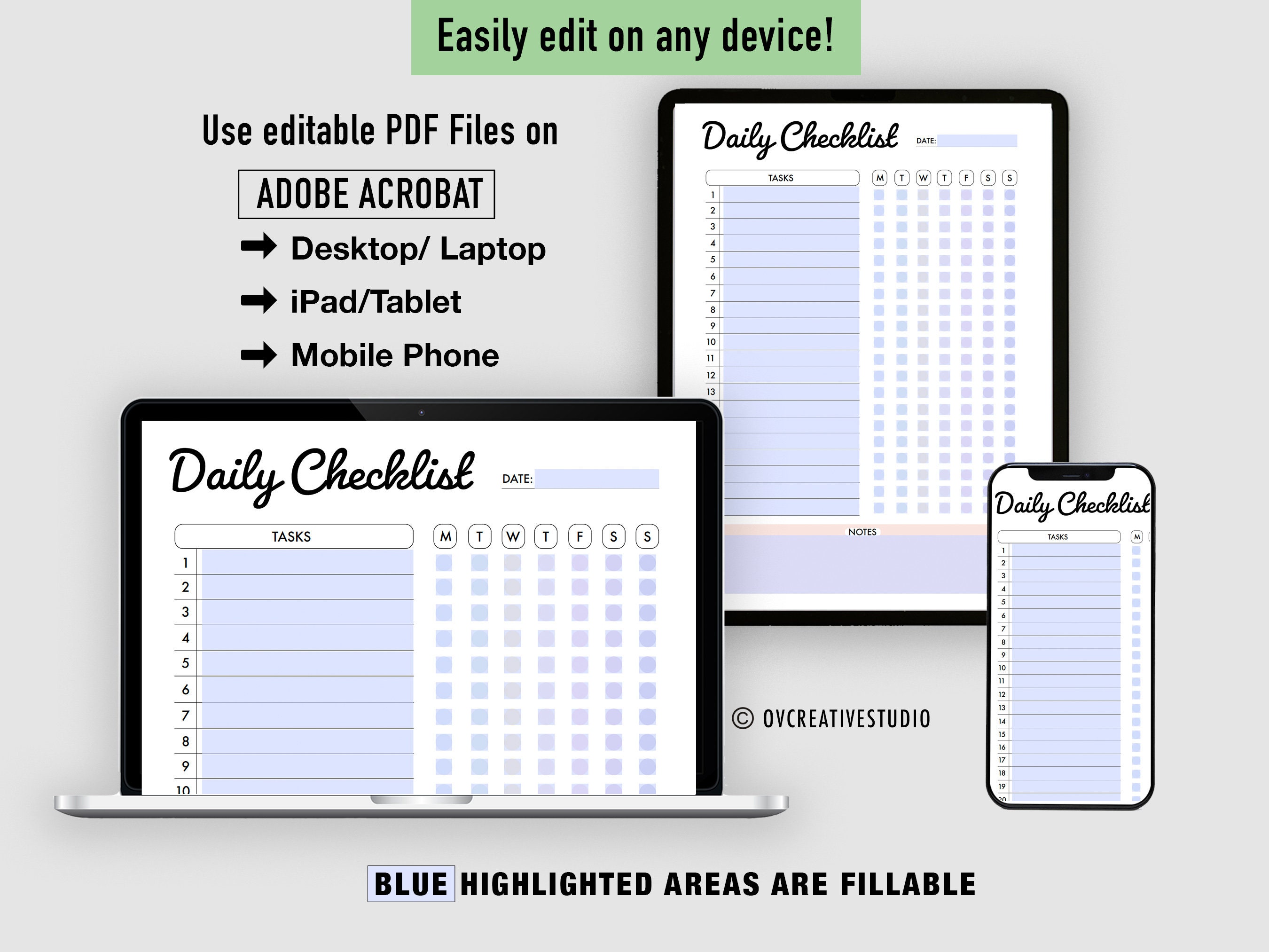 Editable Daily Checklist Printable Weekly to Do List - Etsy