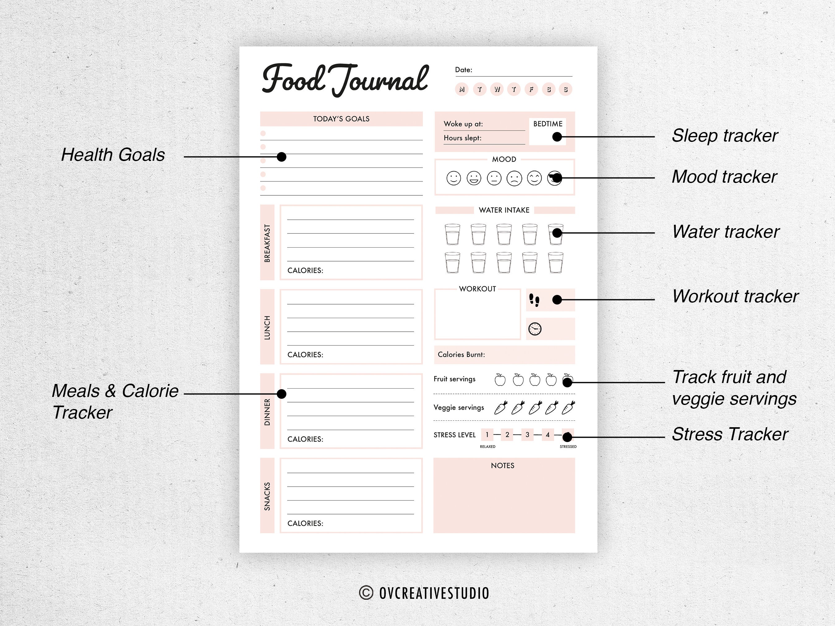 Editable Food Journal Printable Digital Food Diary Daily - Etsy UK