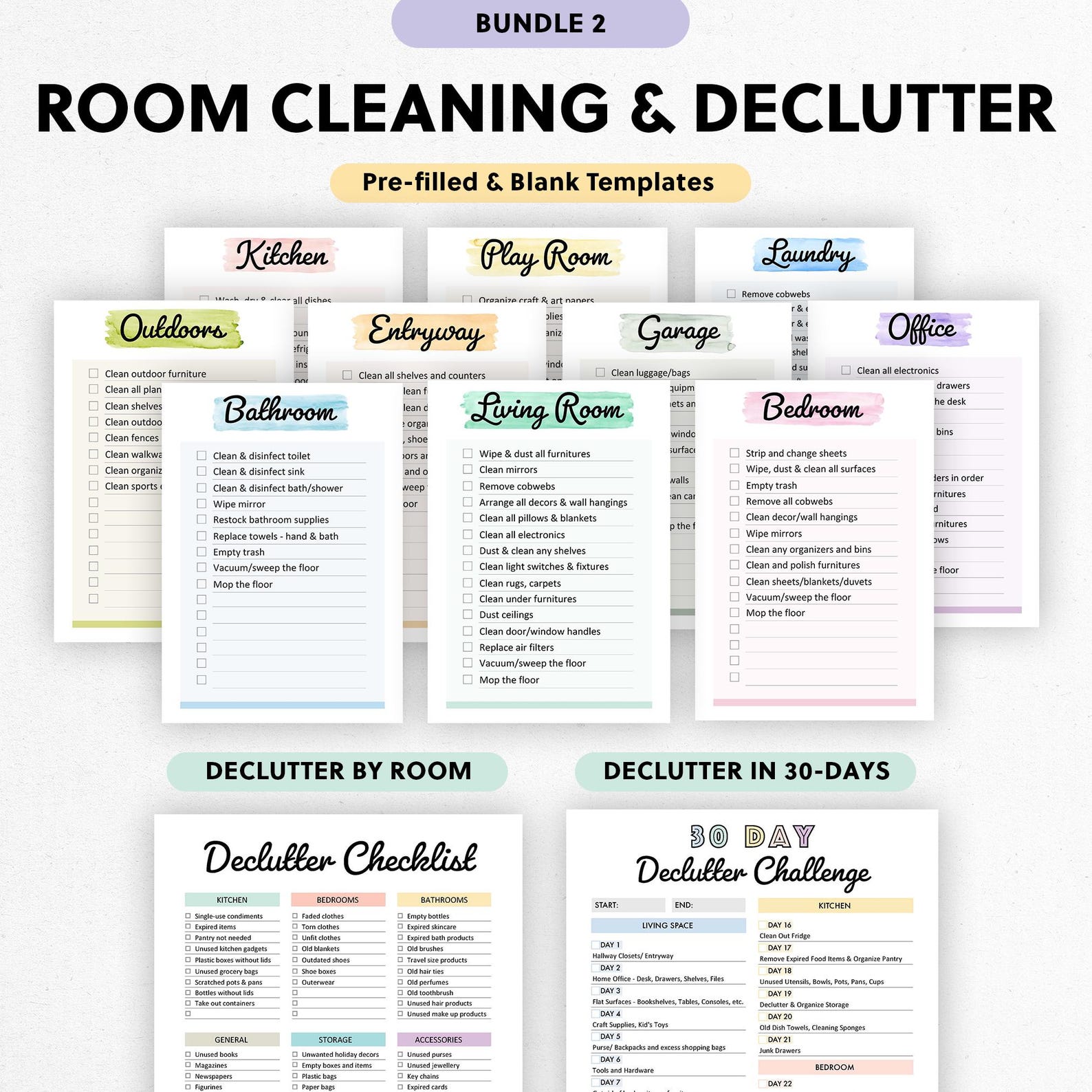Editable Kids Chore Chart & Cleaning Schedule Bundle | Reward ...
