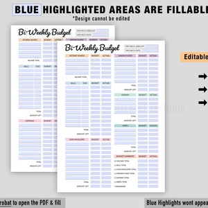 Editable Bi-weekly Budget Planner | Printable, Digital | Personal ...