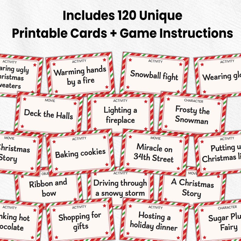 Christmas Charades | Printable Card Game, Office Work Holiday Party ...