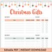 Christmas Gift List Printable | Fillable | Editable PDF | Christmas ...