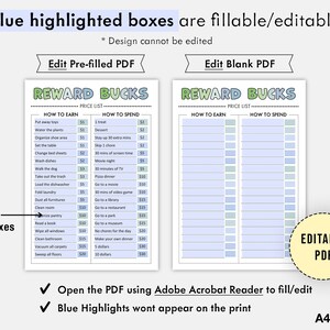Editable Kids Reward Bucks | Printable | Mom Bucks, PDF Reward System ...