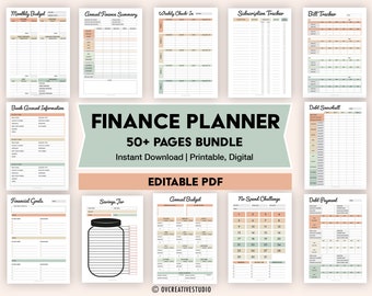 Editable Finance Planner Bundle | Digital PDF, Fillable | Budget ...