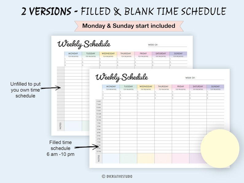 Editable Weekly Schedule Printable Weekly Planner PDF - Etsy