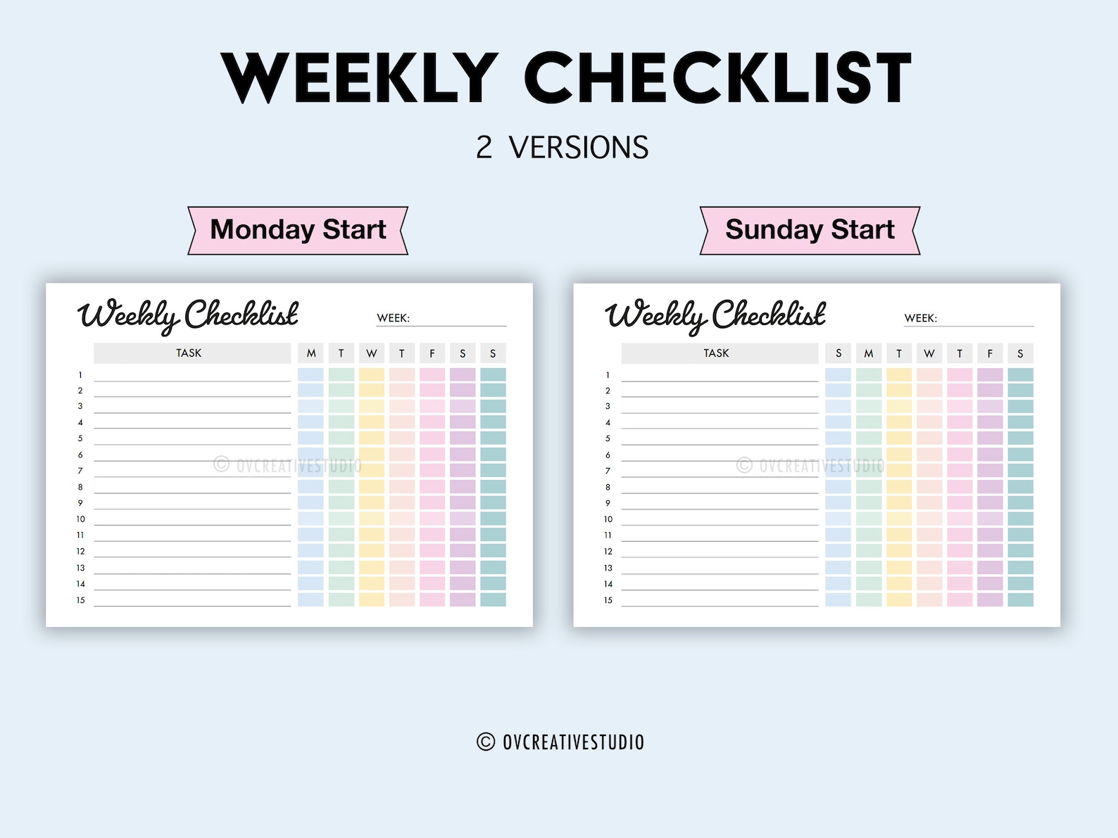 Editable Weekly Checklist Printable Weekly to Do List - Etsy