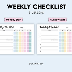 Editable Weekly Checklist | Printable Weekly to Do List | Daily ...