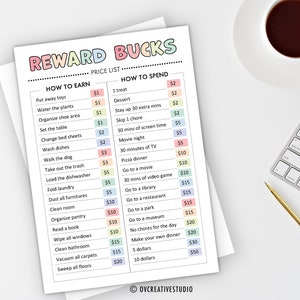 Editable Kids Reward Bucks | Printable | Mom Bucks, PDF Reward System ...