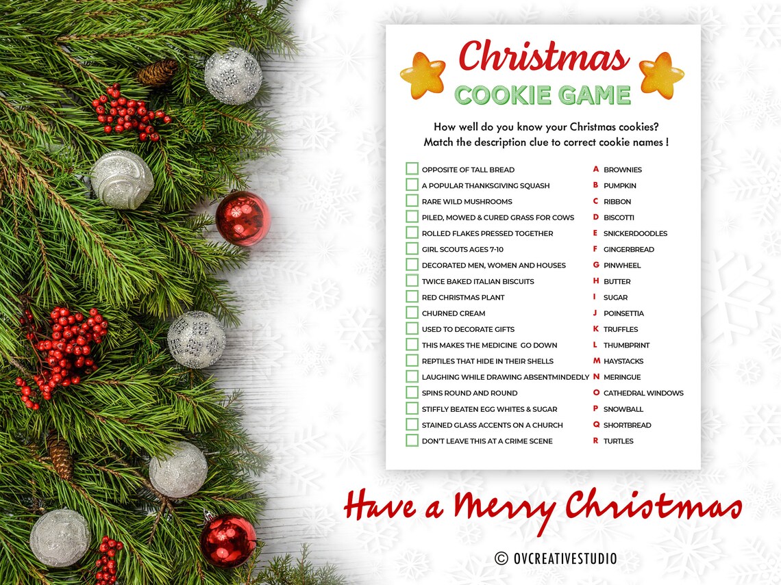 Christmas Cookie Quiz Game Printable | Christmas Party Game| Christmas ...