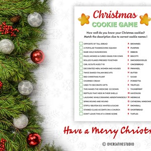 Christmas Cookie Quiz Game Printable | Christmas Party Game| Christmas ...