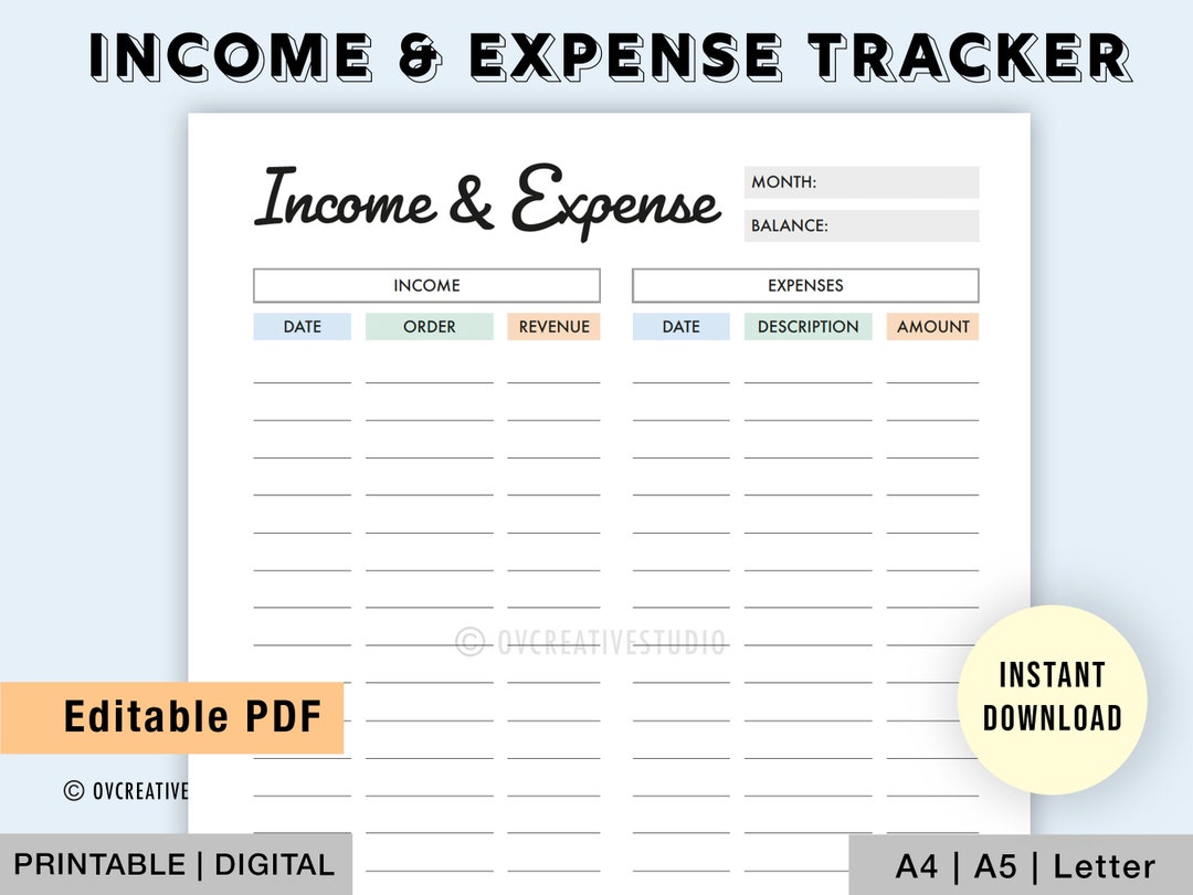 Editable Business Income and Expense Tracker, Small Business Income and ...