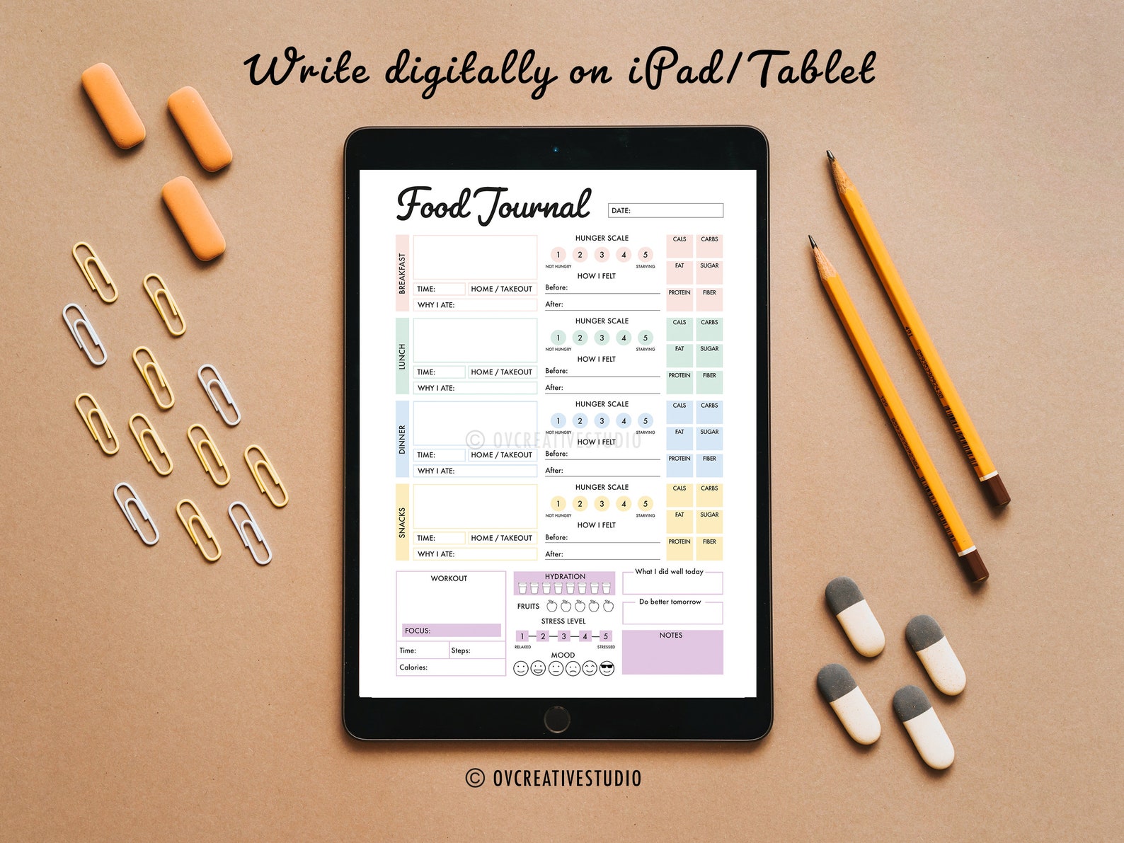 Editable Food Journal | Printable, Digital | Food Diary, Daily Food ...