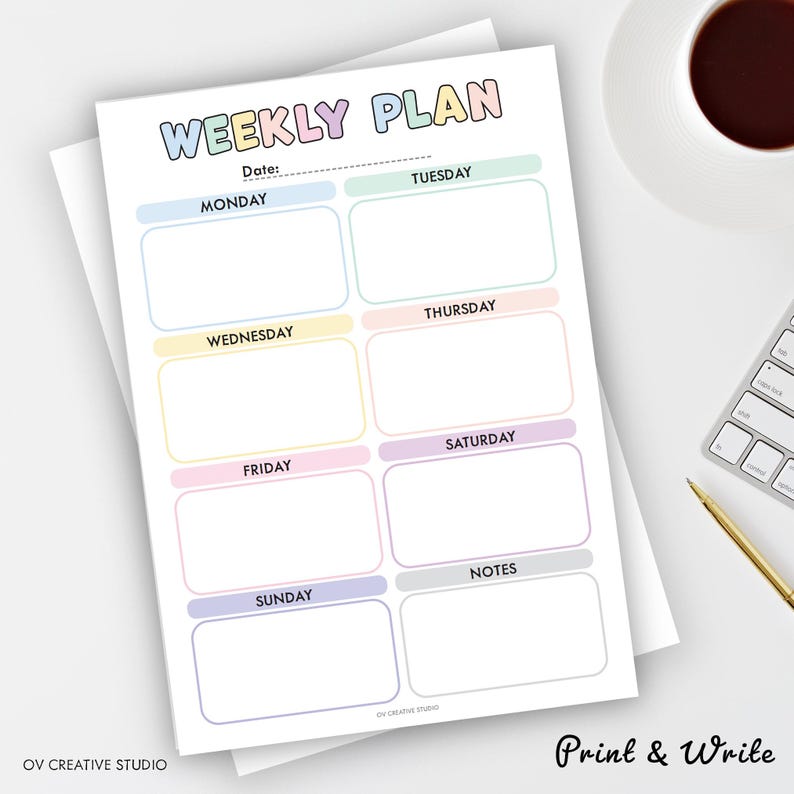 Editable Weekly Planner | Printable, Digital | Weekly Planner PDF ...