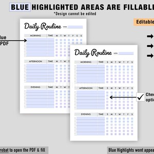 Editable Daily Routine | Printable | Daily Checklist | Morning Routine | Habit Tracker | Routine ...