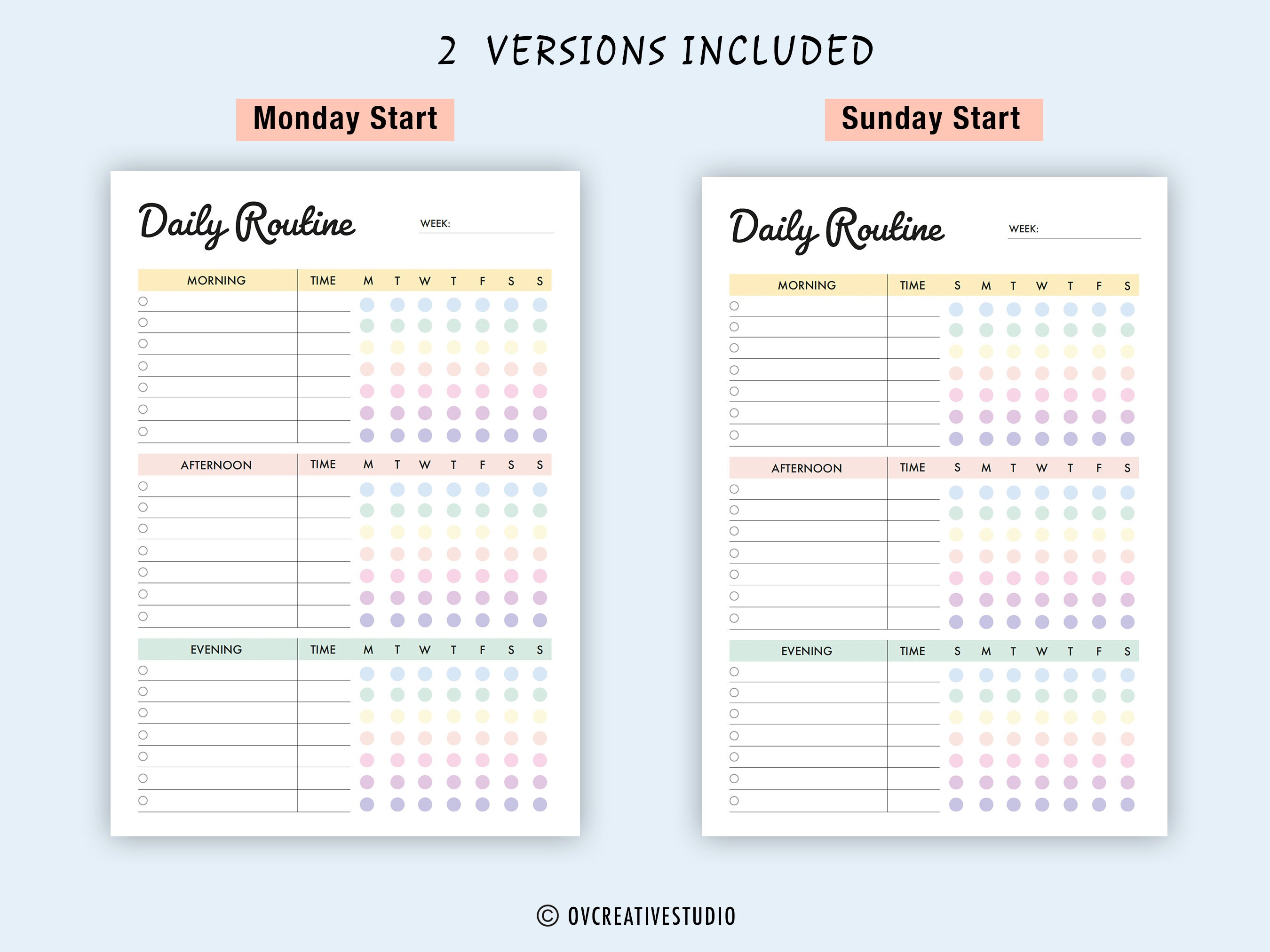 Editable Daily Routine Printable Daily Checklist Morning - Etsy UK