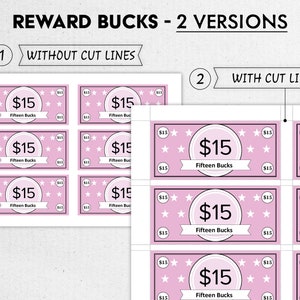 Editable Kids Reward Bucks | Printable | Mom Bucks, PDF Reward System ...