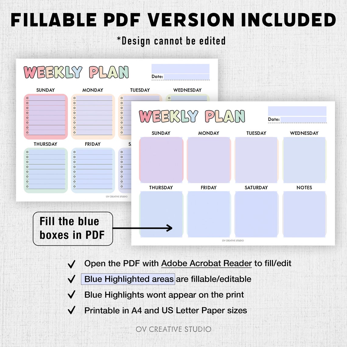 Editable Weekly Planner | Printable, Digital | Weekly Planner PDF ...