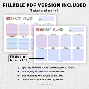 Editable Weekly Planner | Printable, Digital | Weekly Planner PDF ...