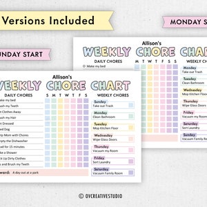 Editable Chore Chart for Kids Printable Kids Daily Weekly - Etsy