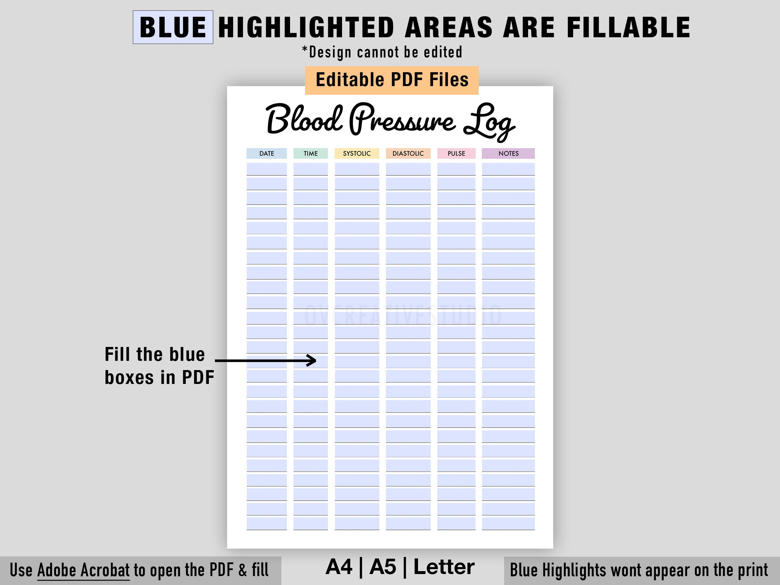 Editable Blood Pressure Log Printable Blood Pressure Tracker - Etsy UK