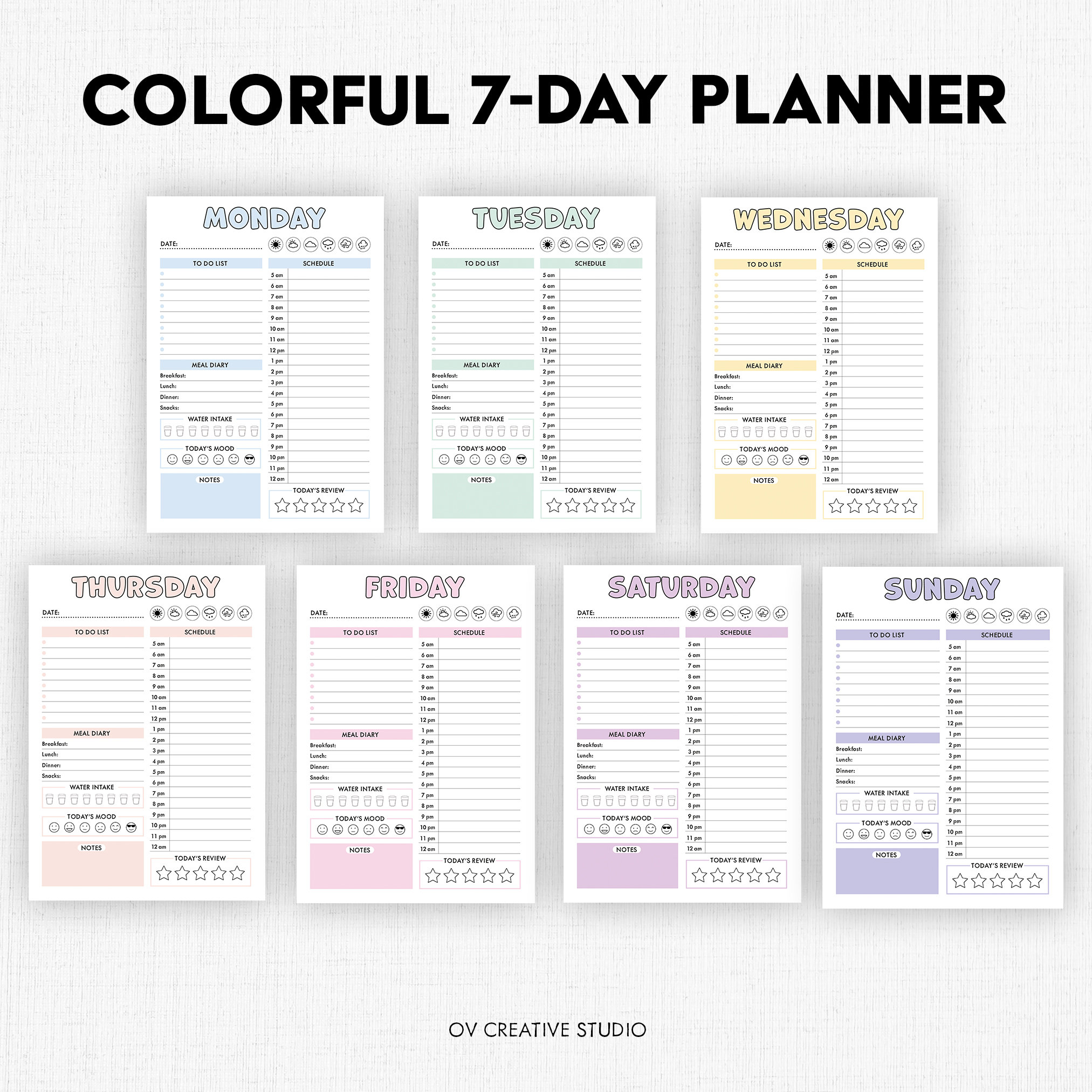 Editable Daily Planner Schedule | Printable, Digital PDF | to Do List ...