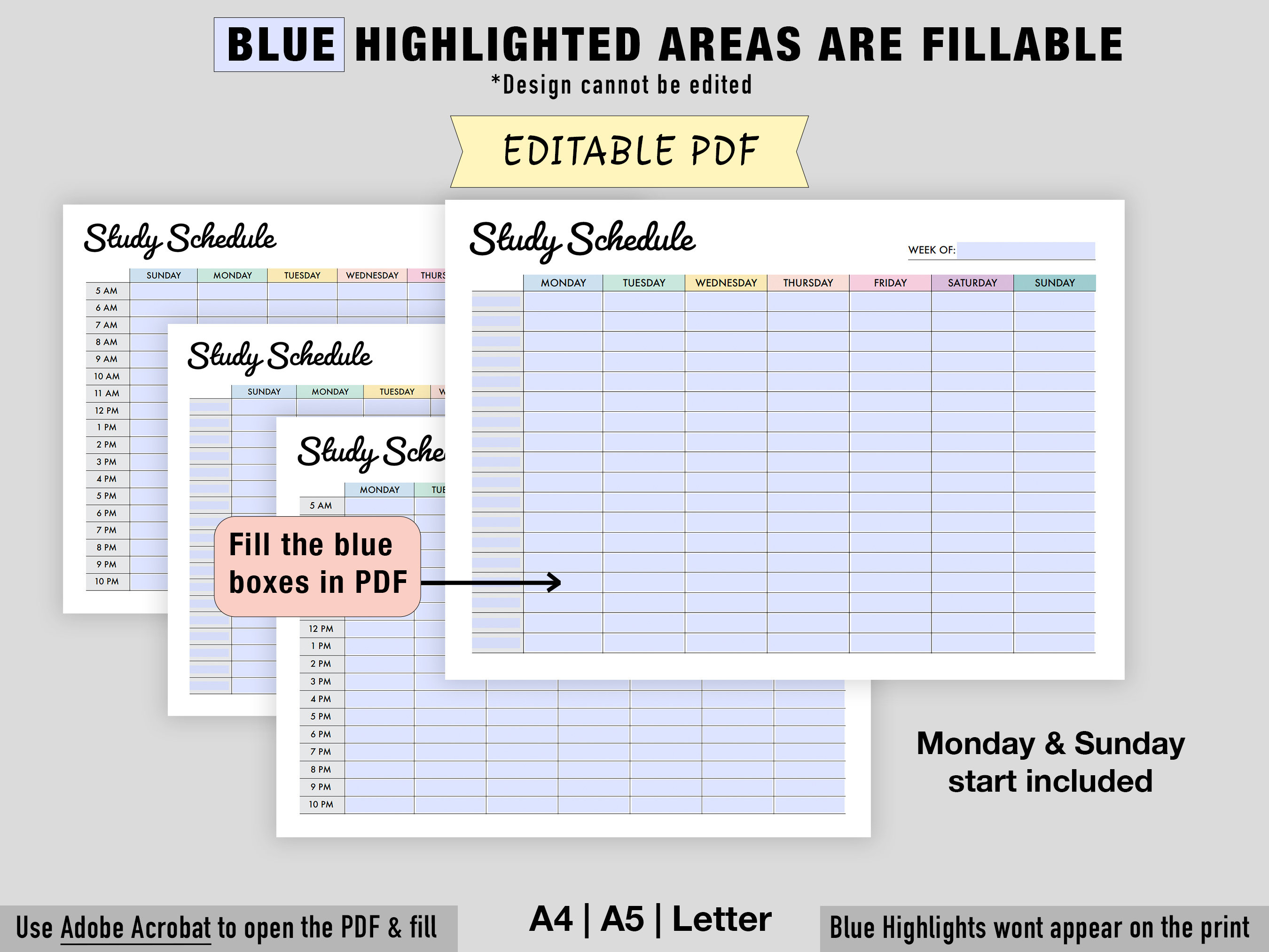 Editable Weekly Study Schedule Printable Study Planner - Etsy Australia
