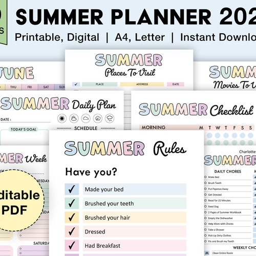 Summer Bucket List Kids Family Checklist Personalize - Etsy