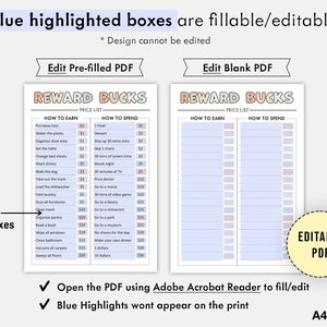 Editable Kids Reward Bucks | Printable | Mom Bucks, PDF Reward System ...