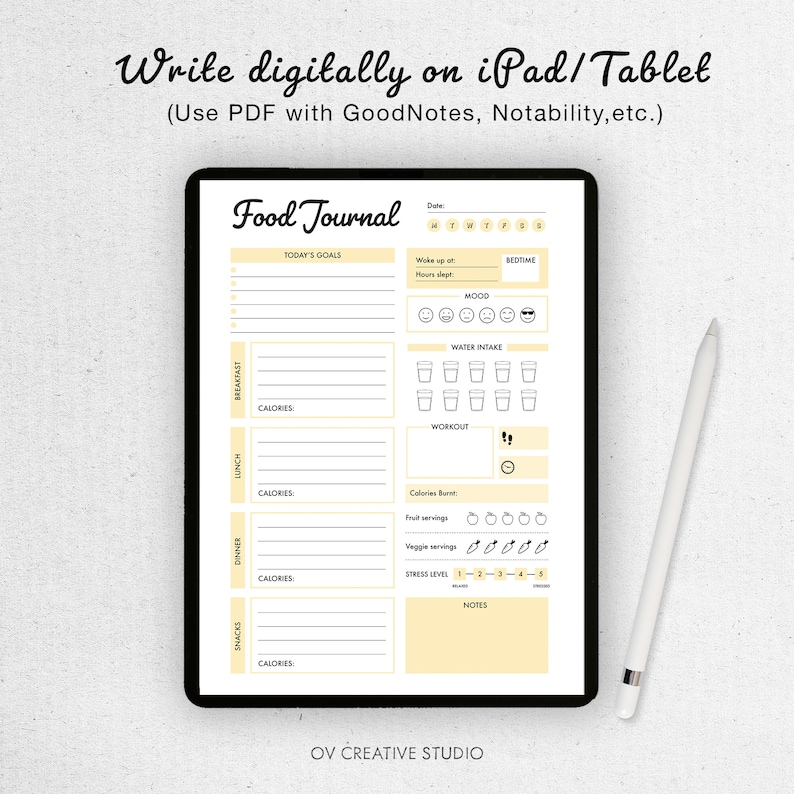 Editable Food Journal | Printable, Digital | Food Diary, Daily Food ...