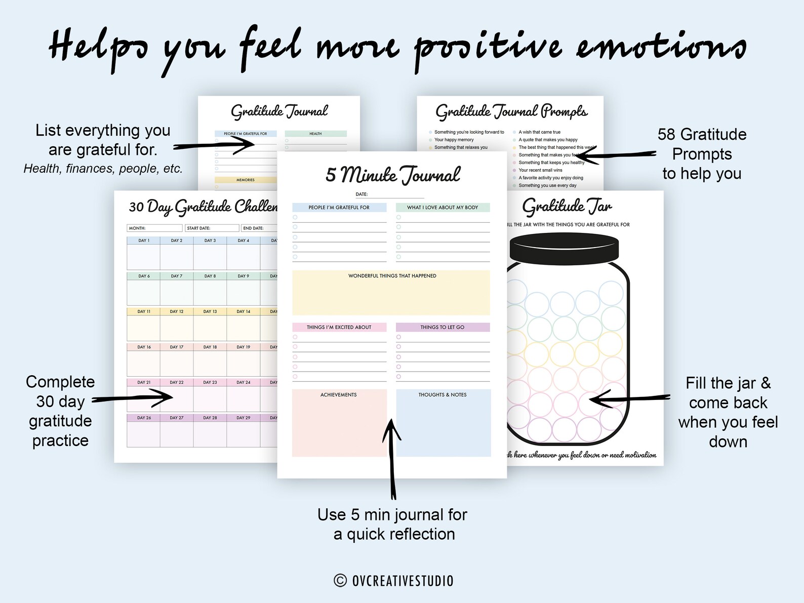 Gratitude Journal Printable Bundle Editable Digital PDF - Etsy