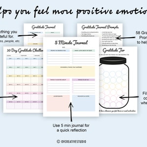 Gratitude Journal Printable Bundle | Editable, Digital PDF | Wellness ...