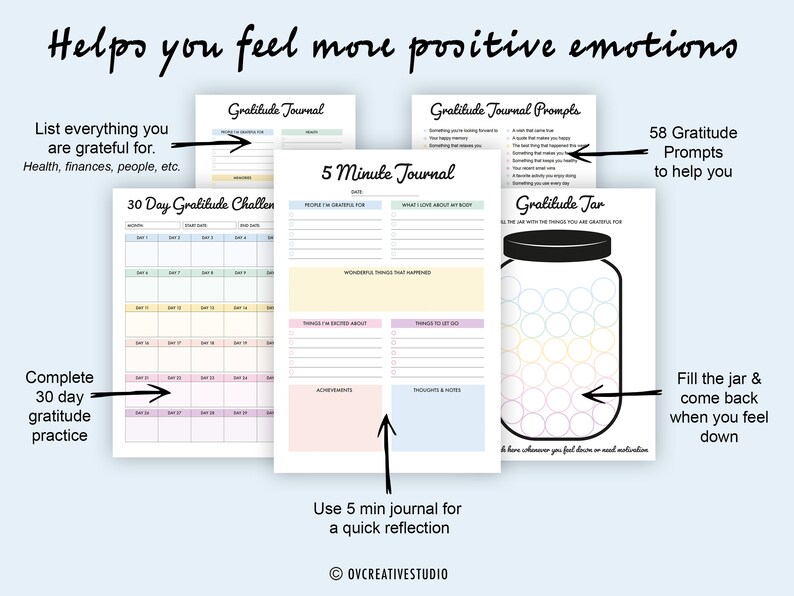 Gratitude Journal Printable Bundle Editable Digital PDF - Etsy