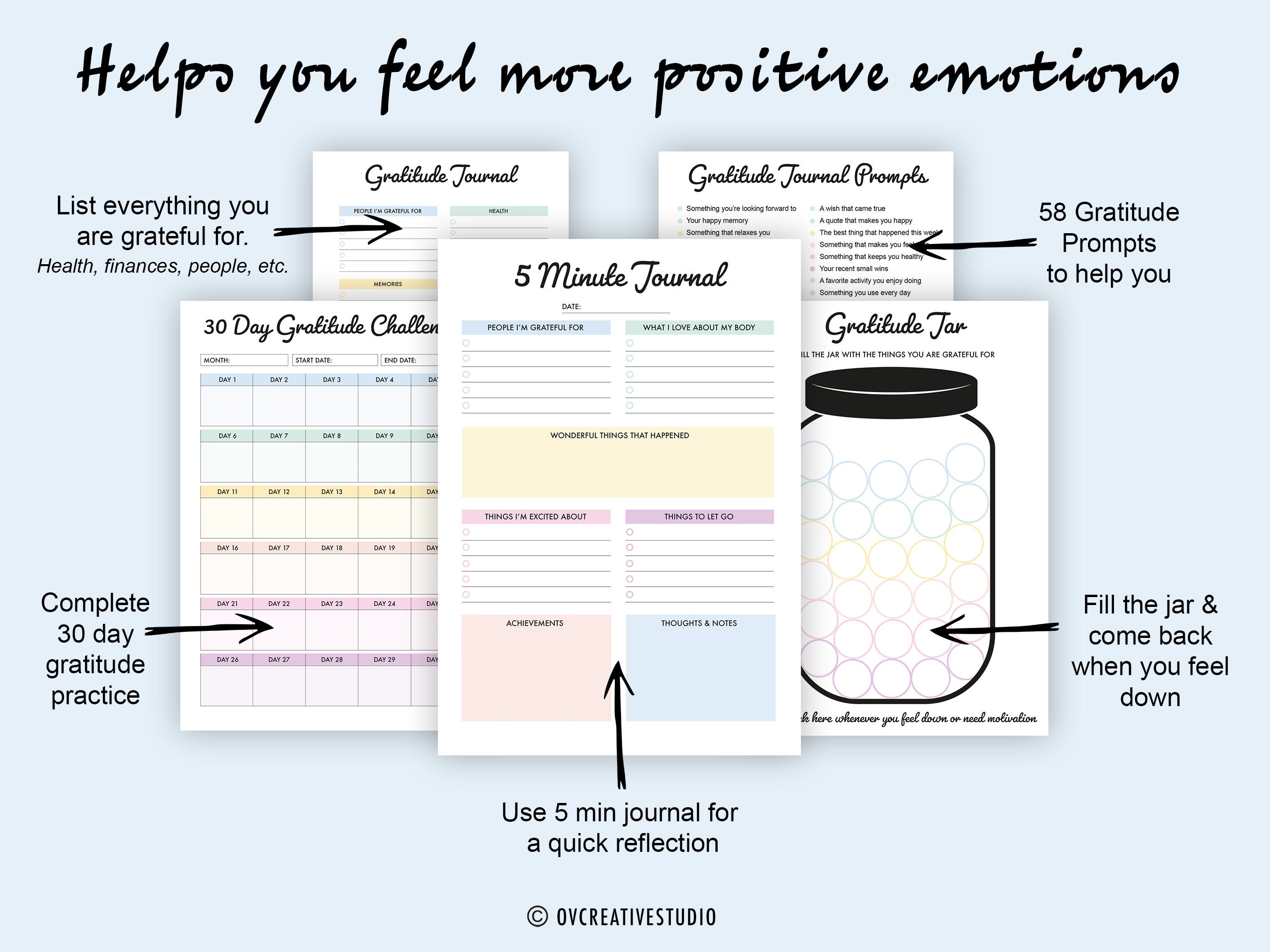 Gratitude Journal Printable Bundle Editable Digital PDF - Etsy