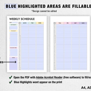 Editable Weekly Schedule | Half Hour Weekly Schedule | Weekly Planner ...