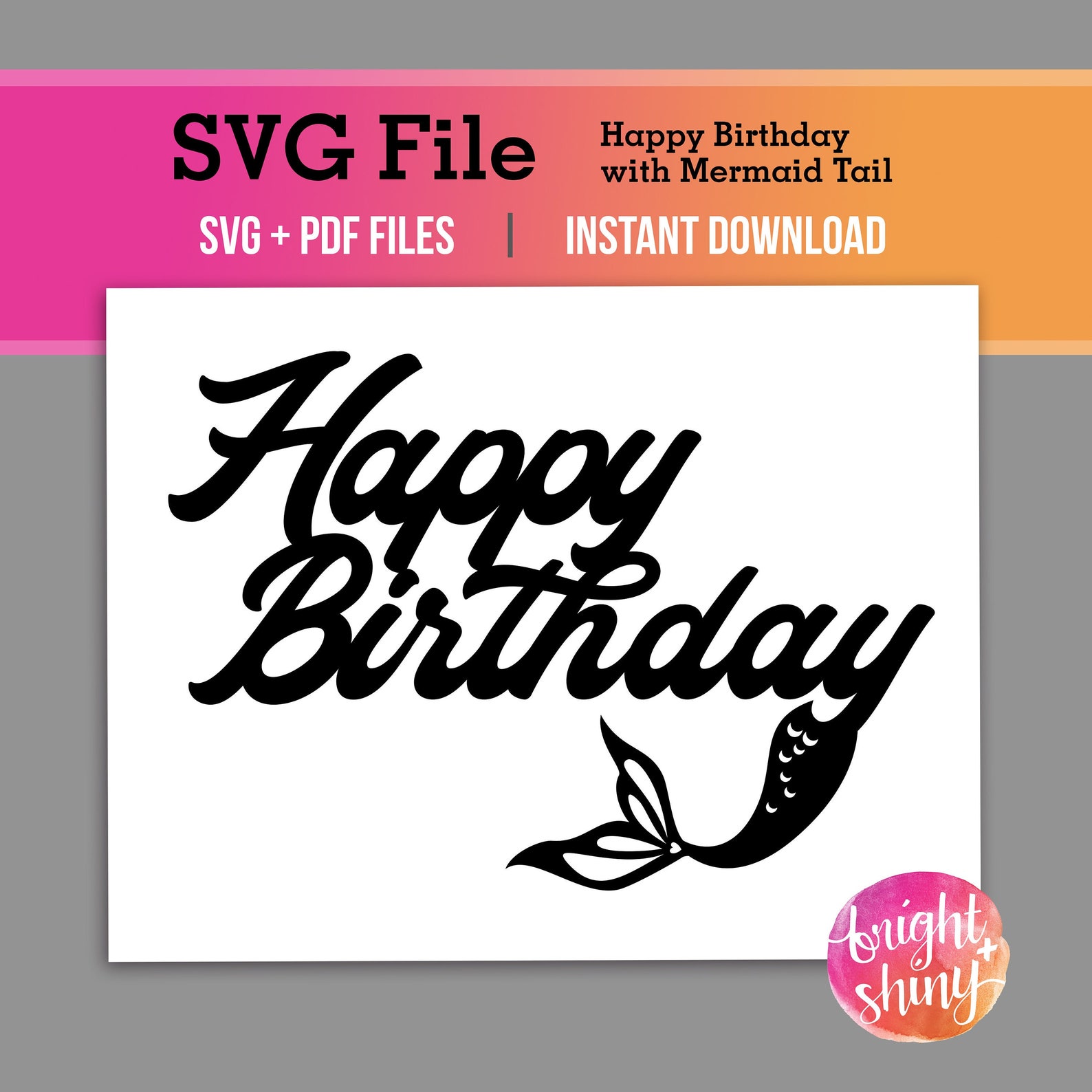 Happy Birthday Mermaid Tail SVG Digital File - Etsy