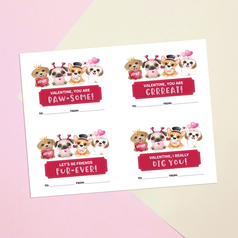 Cute Puppy Valentine Printable PDF - Etsy