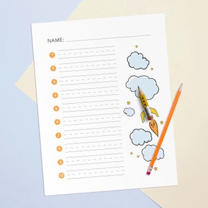 Rocket Writing Worksheet Printable PDF - Etsy
