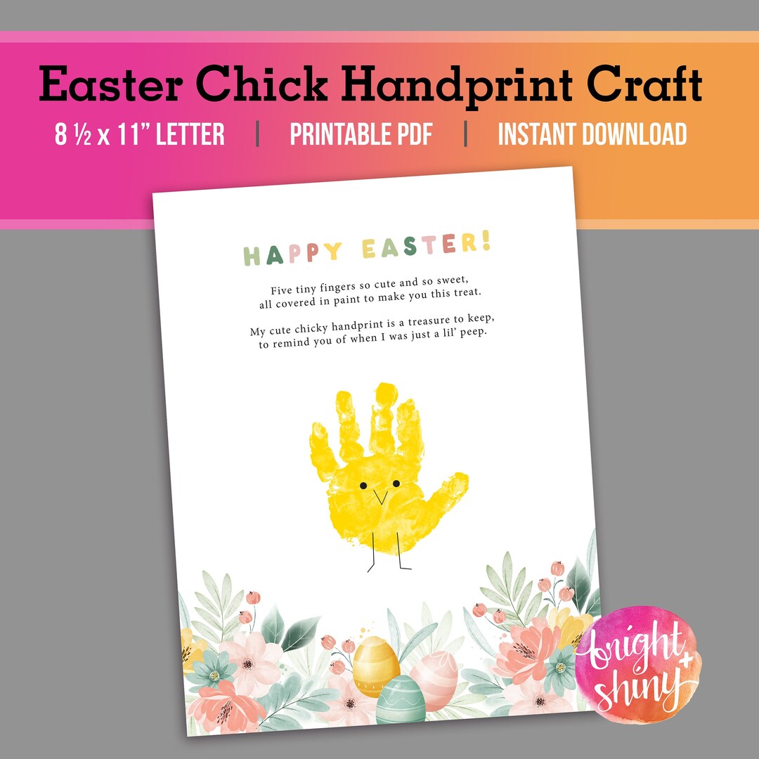 Easter Chick Handprint Craft Printable PDF - Etsy