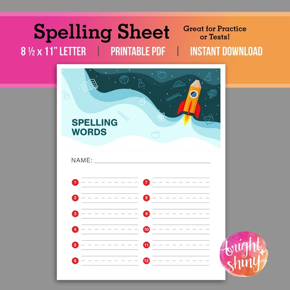 Rocket Spelling Worksheet Printable PDF | Etsy