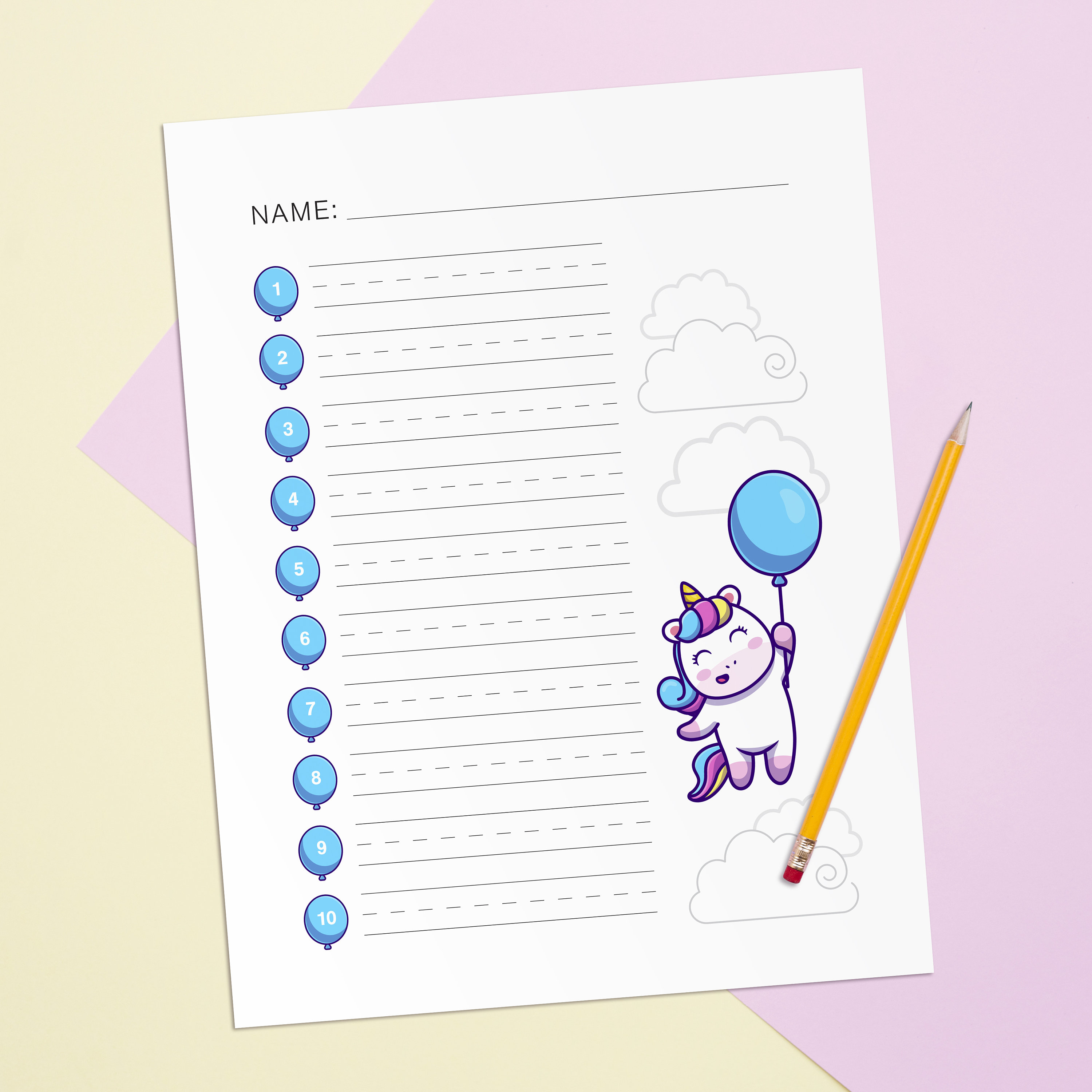 Unicorn Writing Worksheet Printable PDF - Etsy