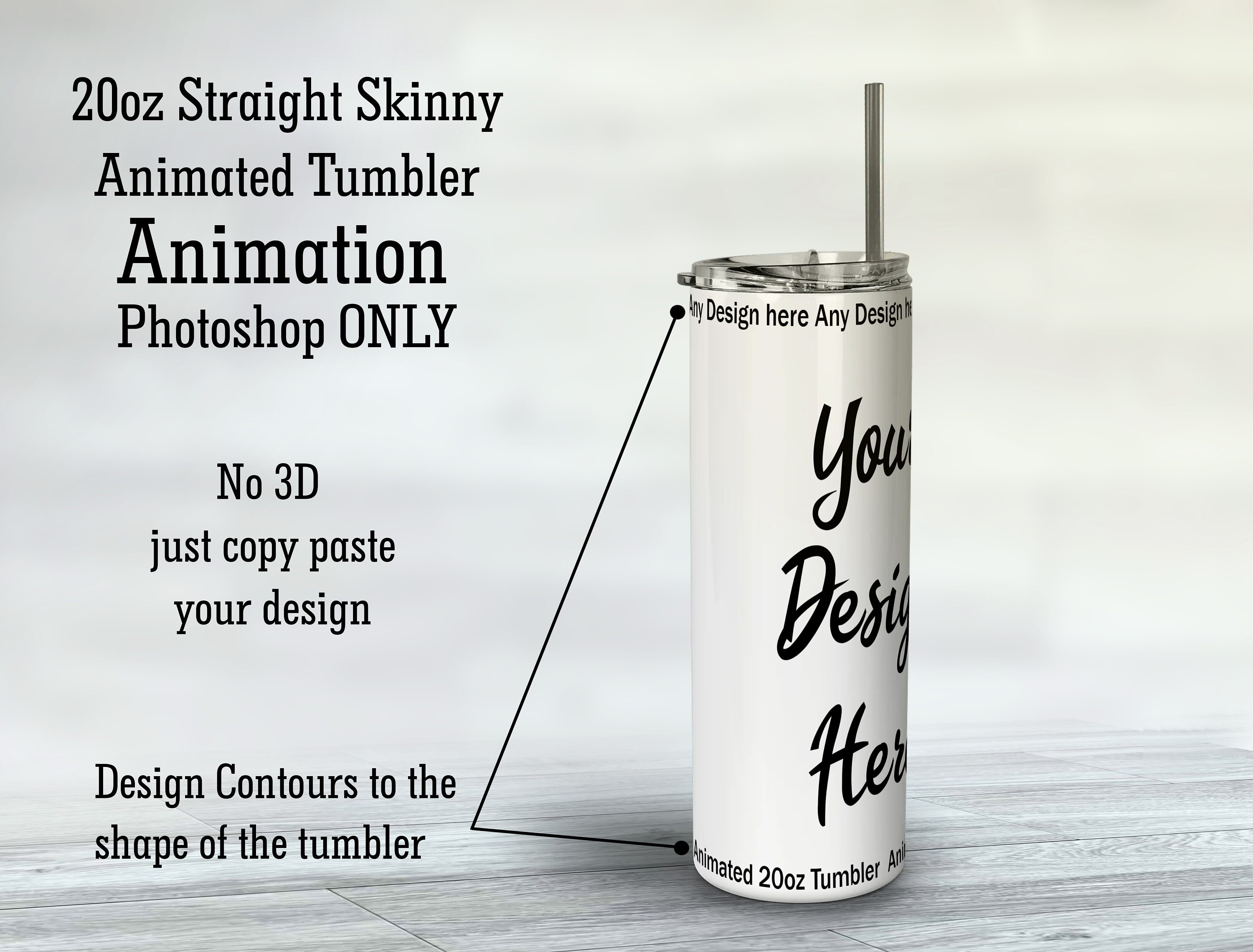 20oz Straight Skinny Tumbler Animation, Tumbler Video, Spinning Tumbler ...