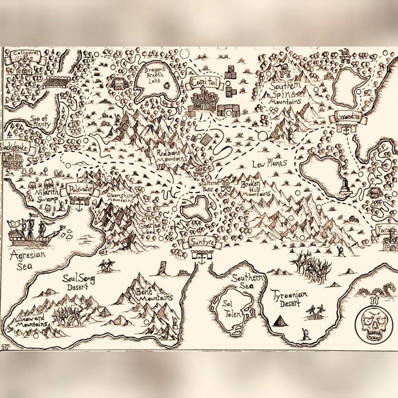 24"x18" Hand-drawn, Custom Fantasy Map for Your TTRPG World - Etsy