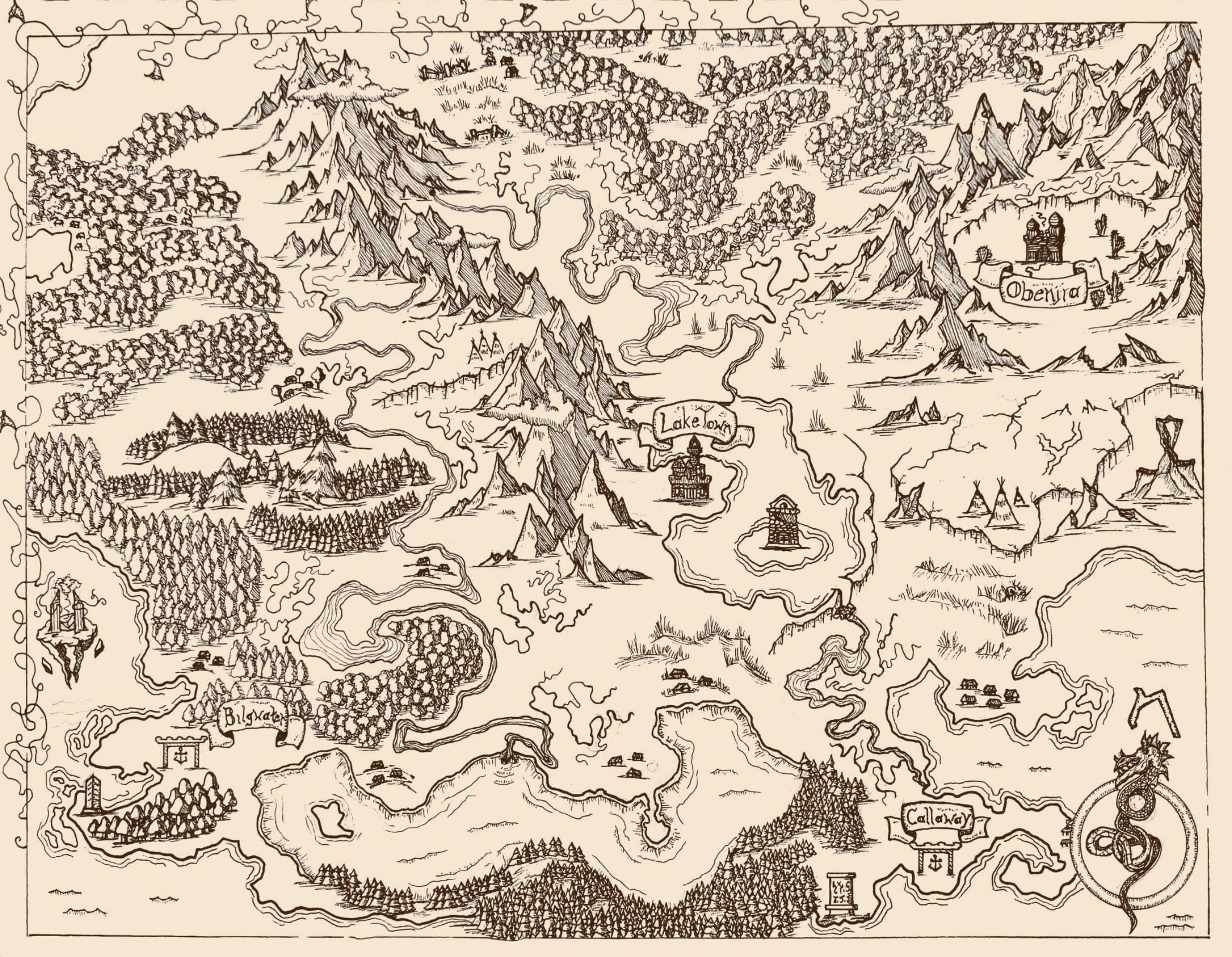 24"x18" Hand-drawn, Custom Fantasy Map for Your TTRPG World - Etsy