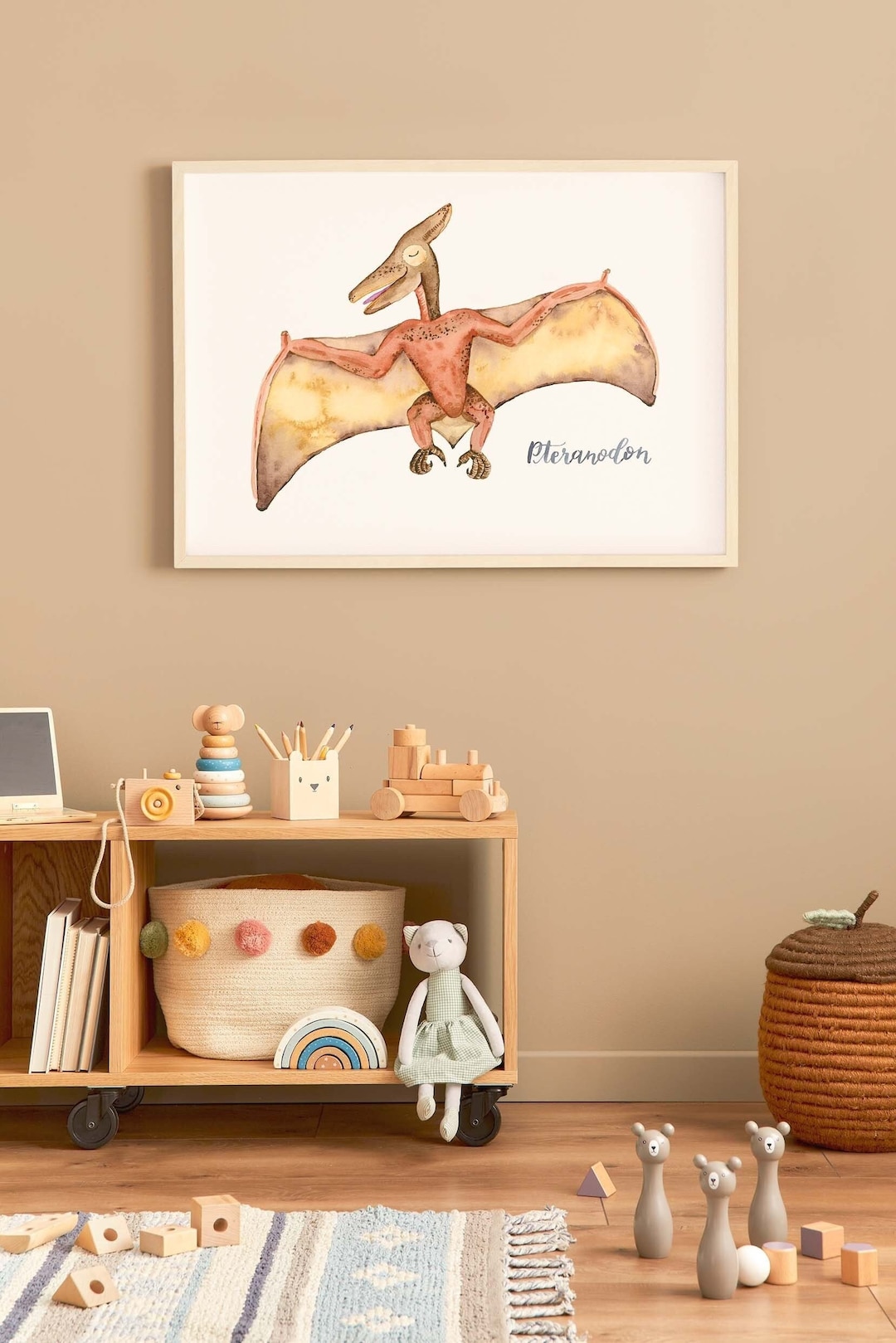 Pteranodon Dino Watercolor Painting for the Children's Room - Etsy