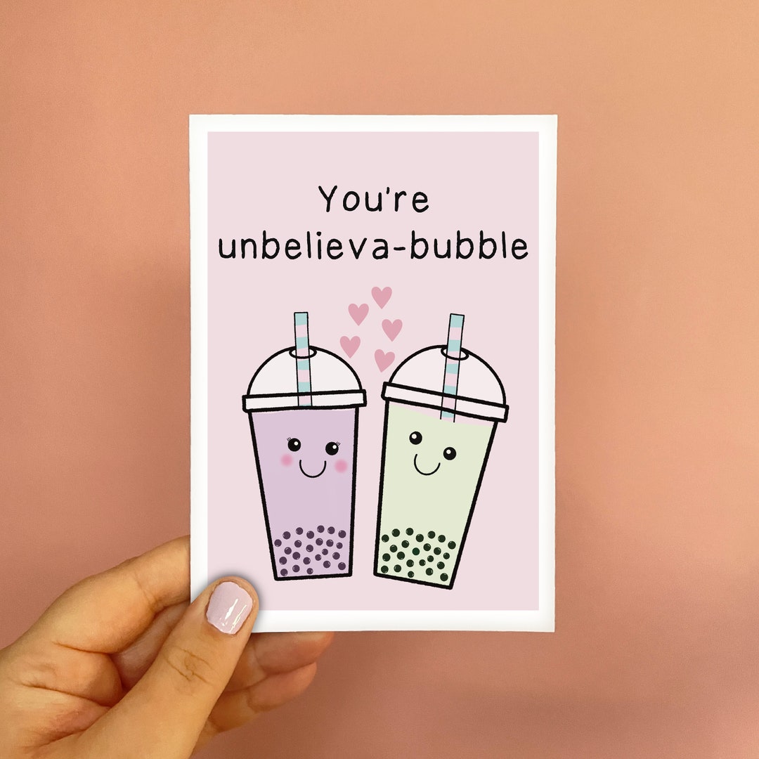 Funny Cute Anniversary Card, Bubble Tea Card, Boba Tea, Girlfriend ...