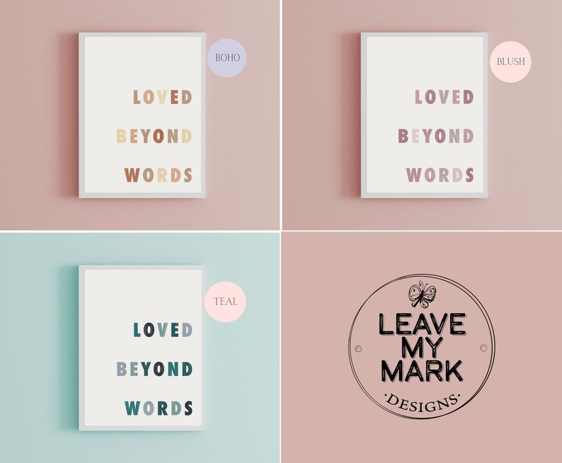 Boho Inspired Nursery Decor Loved Beyond Words Print Neutral | Etsy